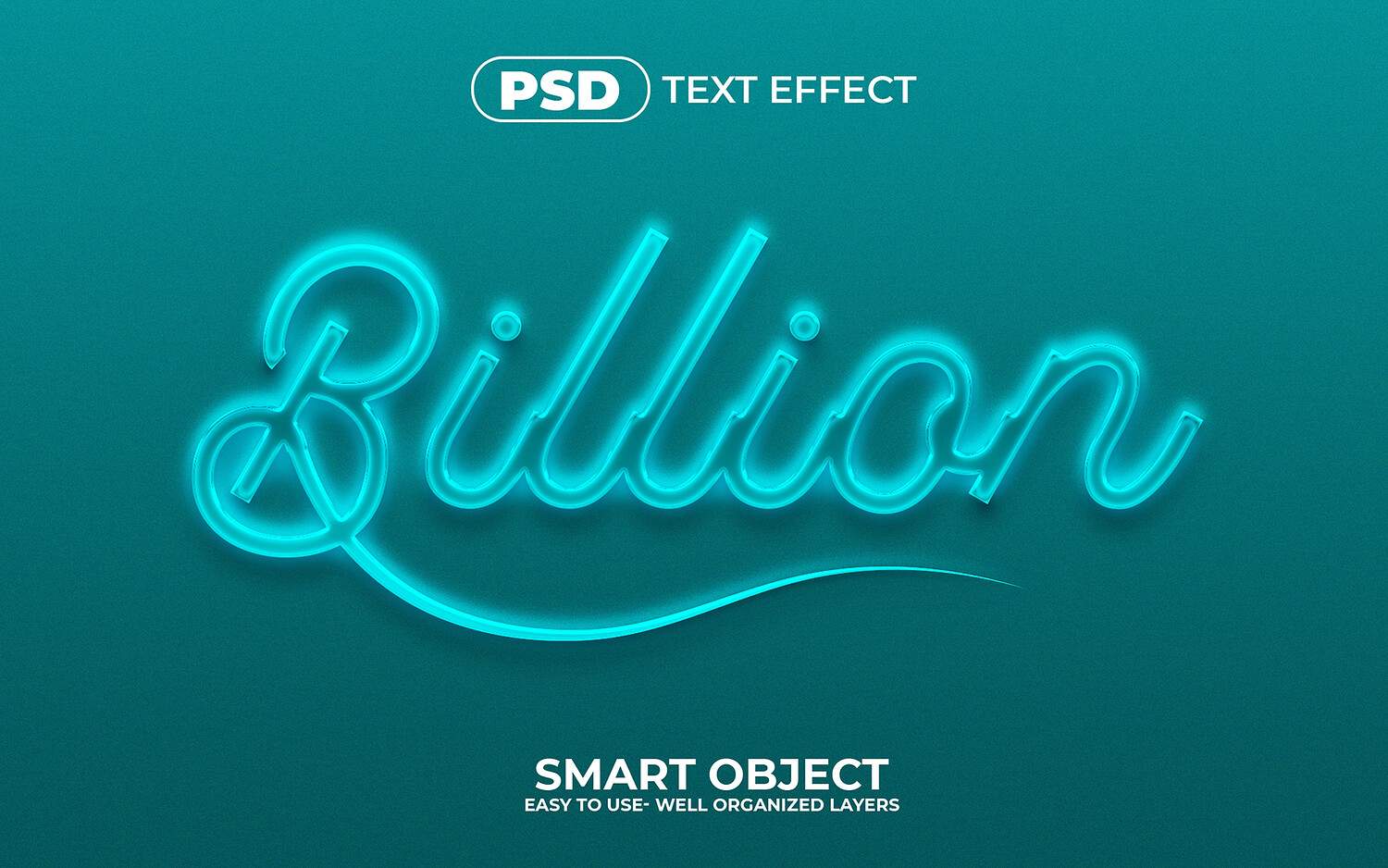 3D Billion PSD Fully Editable Text Effect. Layer Style PSD Mockup Template