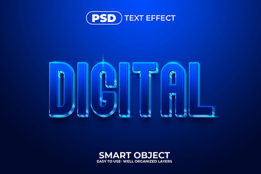 3D Digital PSD Fully Editable Text Effect. Layer Style PSD Mockup Template