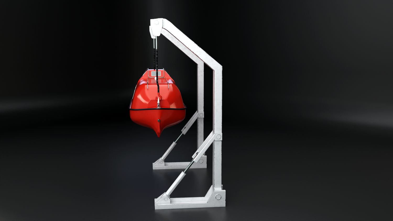 3D Lifeboat with Davit Crane System Marine Rescue Vessel