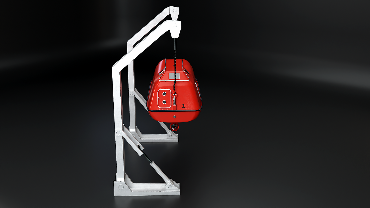 3D Lifeboat with Davit Crane System Marine Rescue Vessel