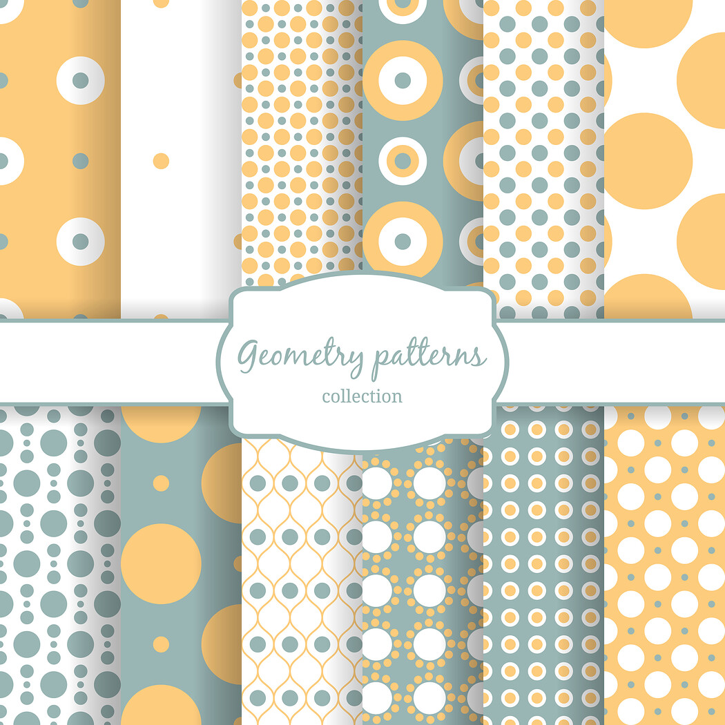 12 autumn patterns geometry circles dots,vector Seamless Texture ...