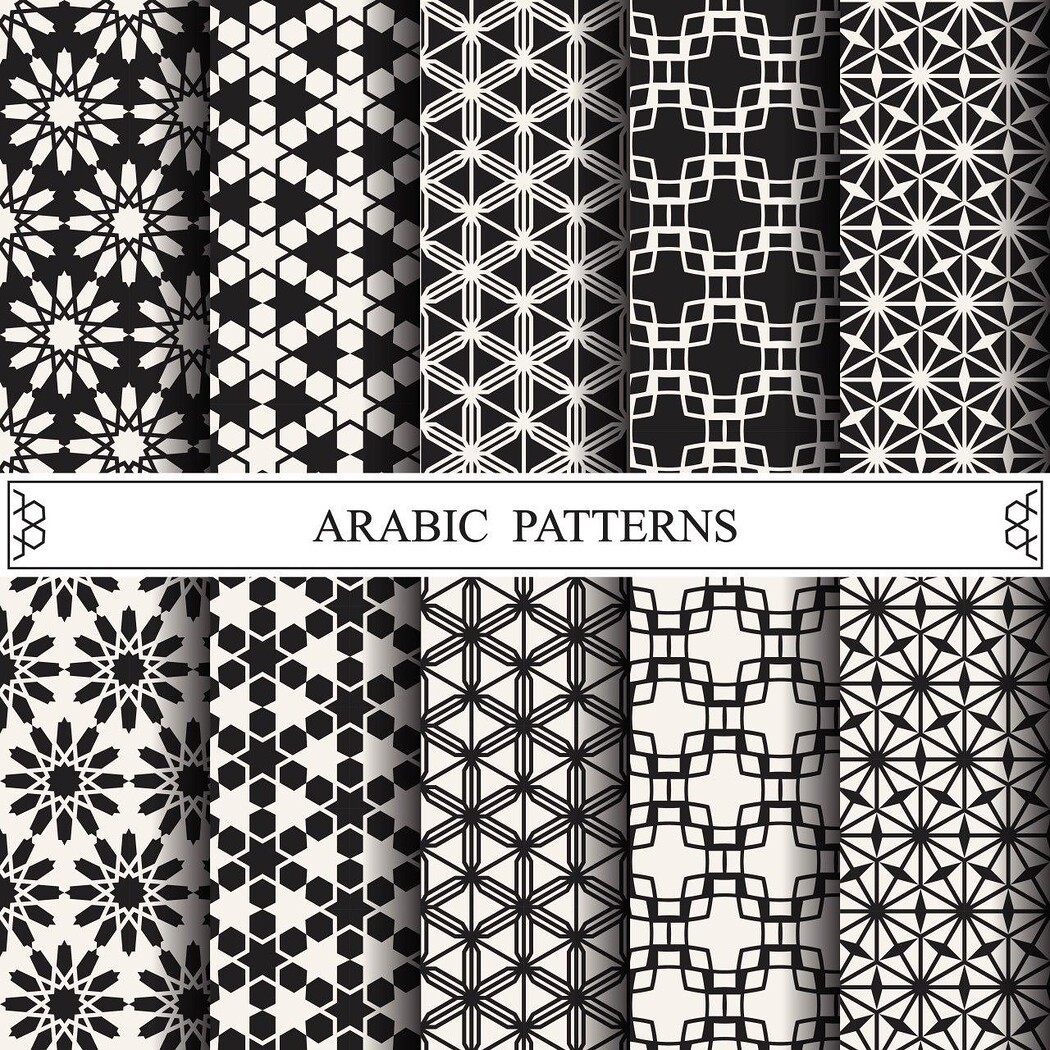 10 Islamic & Arabic pattern, Vector Seamless Texture, EPS File.