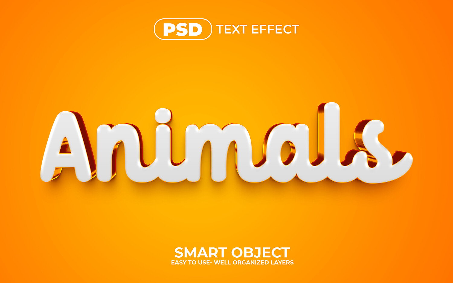 3D Animals PSD Fully Editable Text Effect. Layer Style PSD Mockup Template