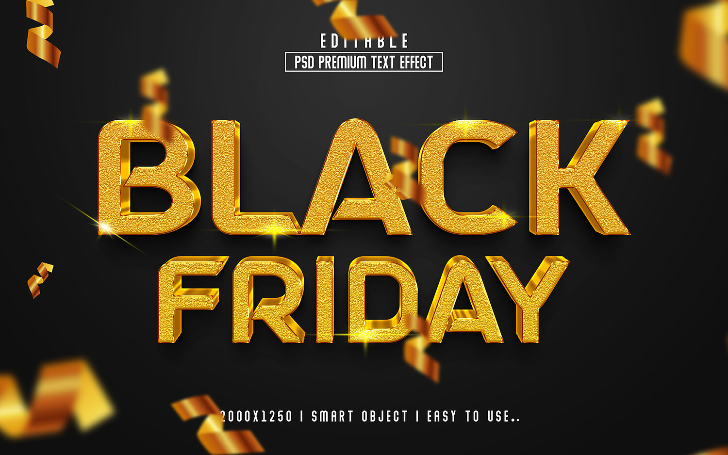 3D Black Friday PSD Fully Editable Text Effect. Layer Style PSD Mockup ...