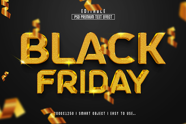 3D Black Friday PSD Fully Editable Text Effect. Layer Style PSD Mockup ...