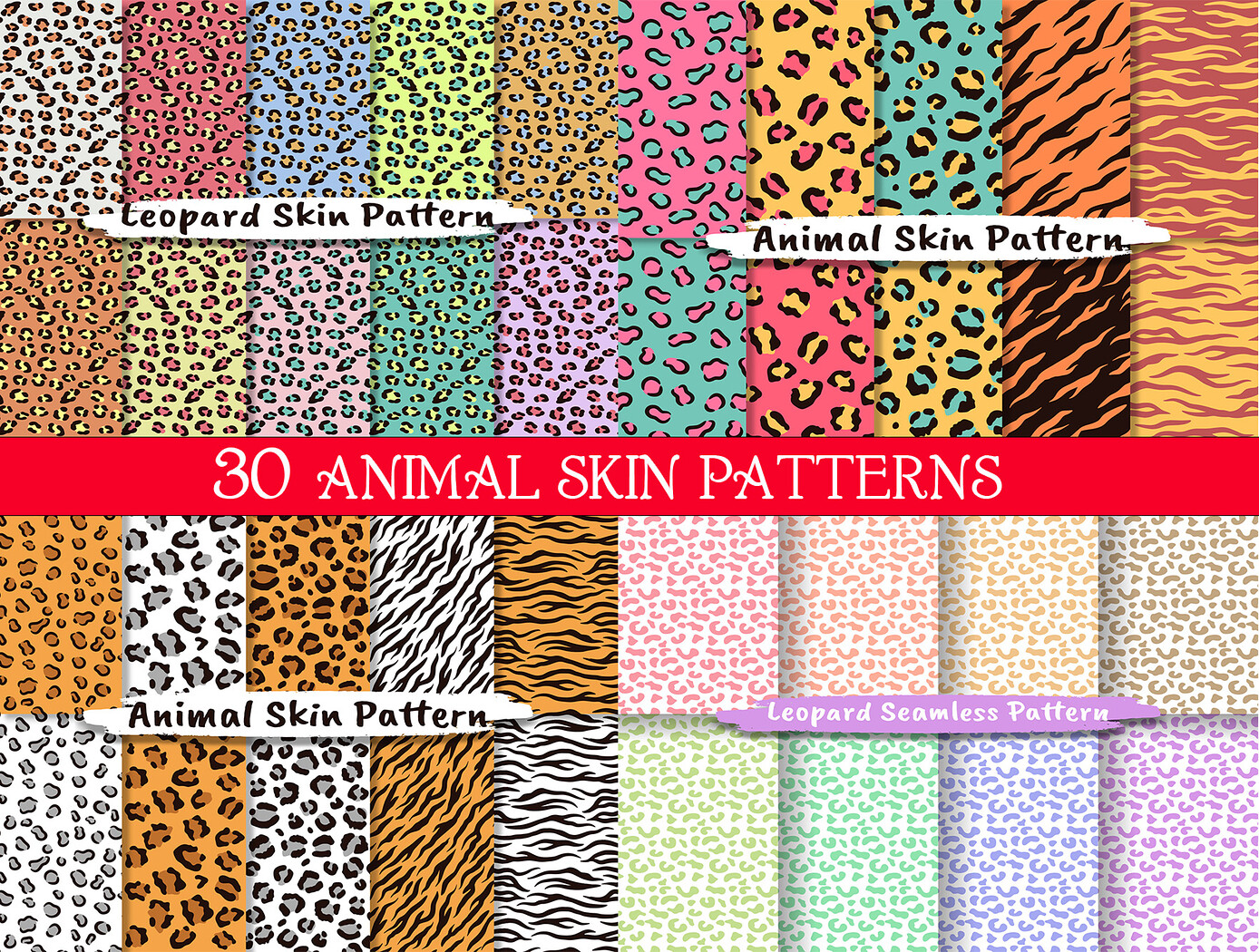 30 Seamless Animal Print Patterns, Professional Wildlife Textures ...