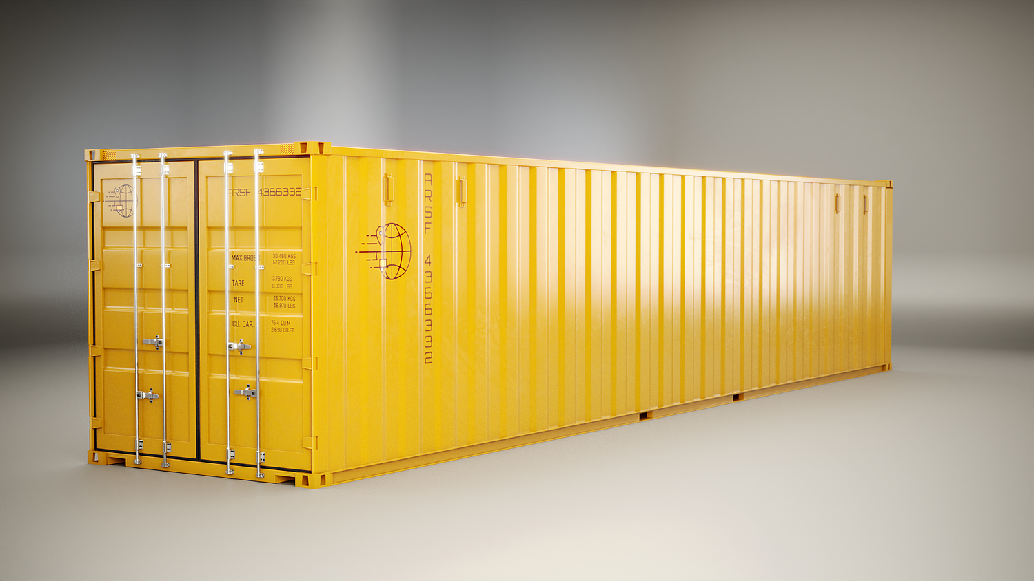 Intermodal Shipping Container 40-foot-long Yellow