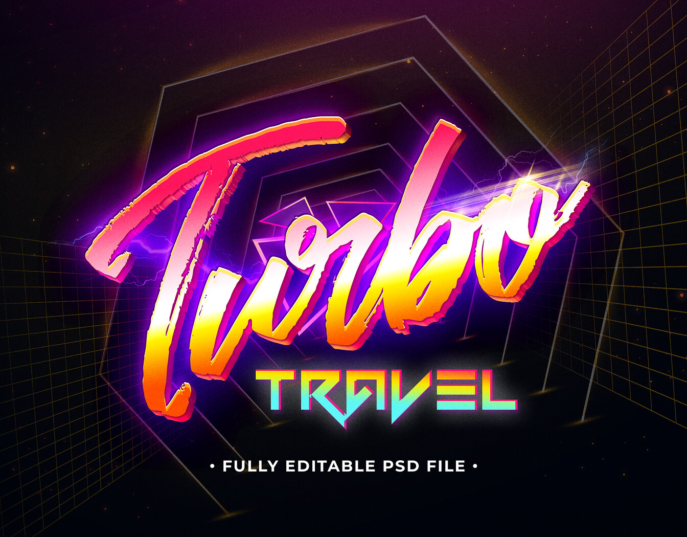 Turbo Travel PSD Fully Editable Text Effect. Layer Style PSD Mockup ...