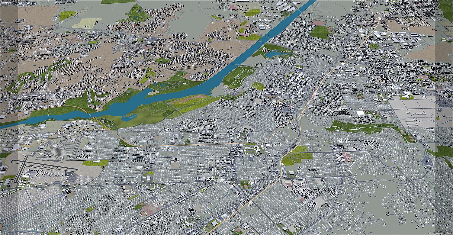 Riverside city California USA 3d model 40km
