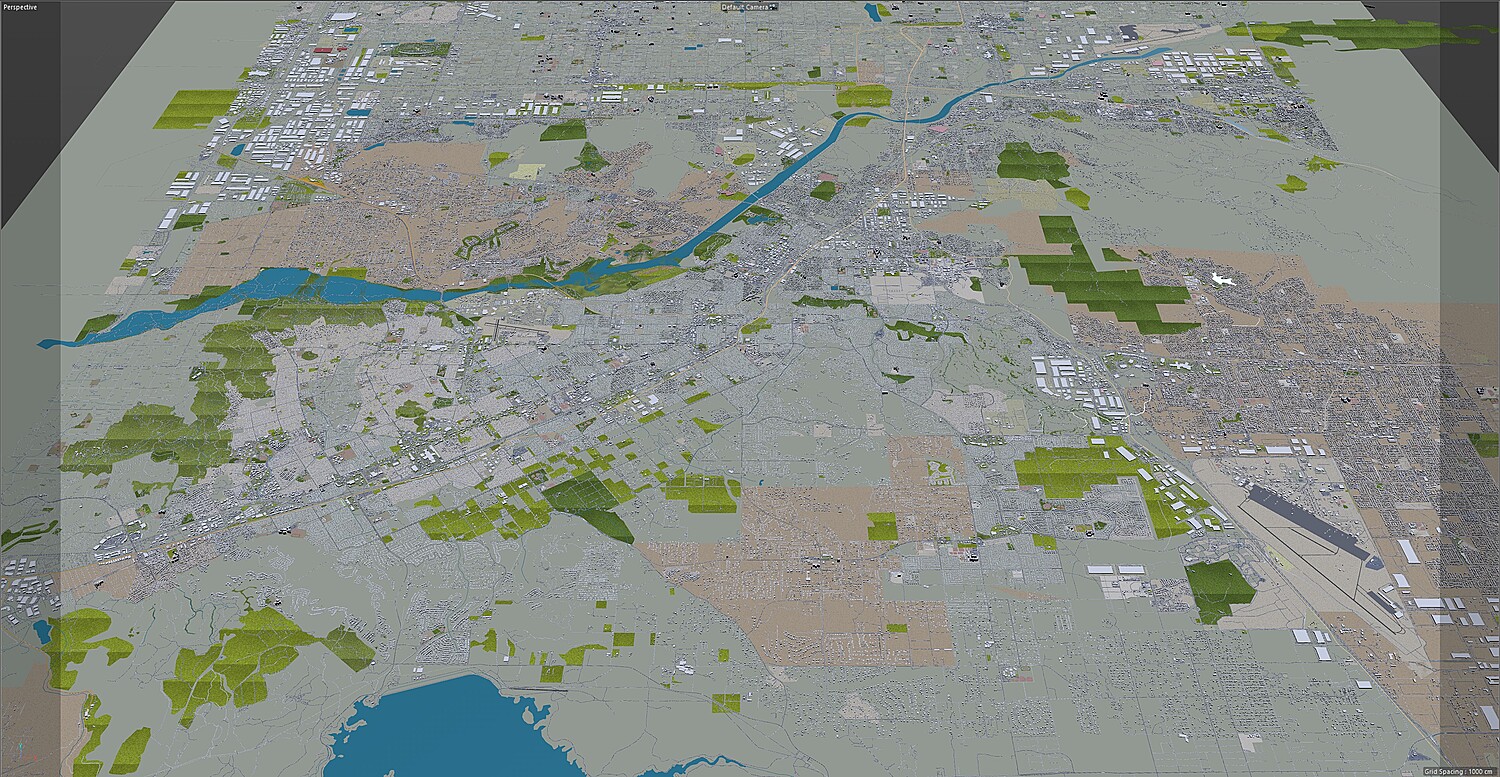 Riverside city California USA 3d model 40km