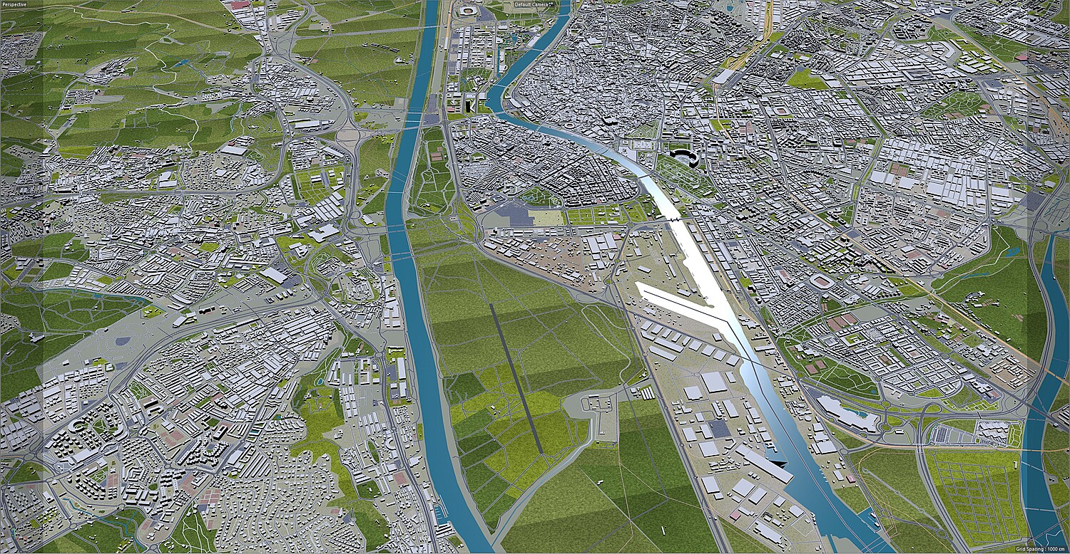 Sevilla city Spain 3d model 40km