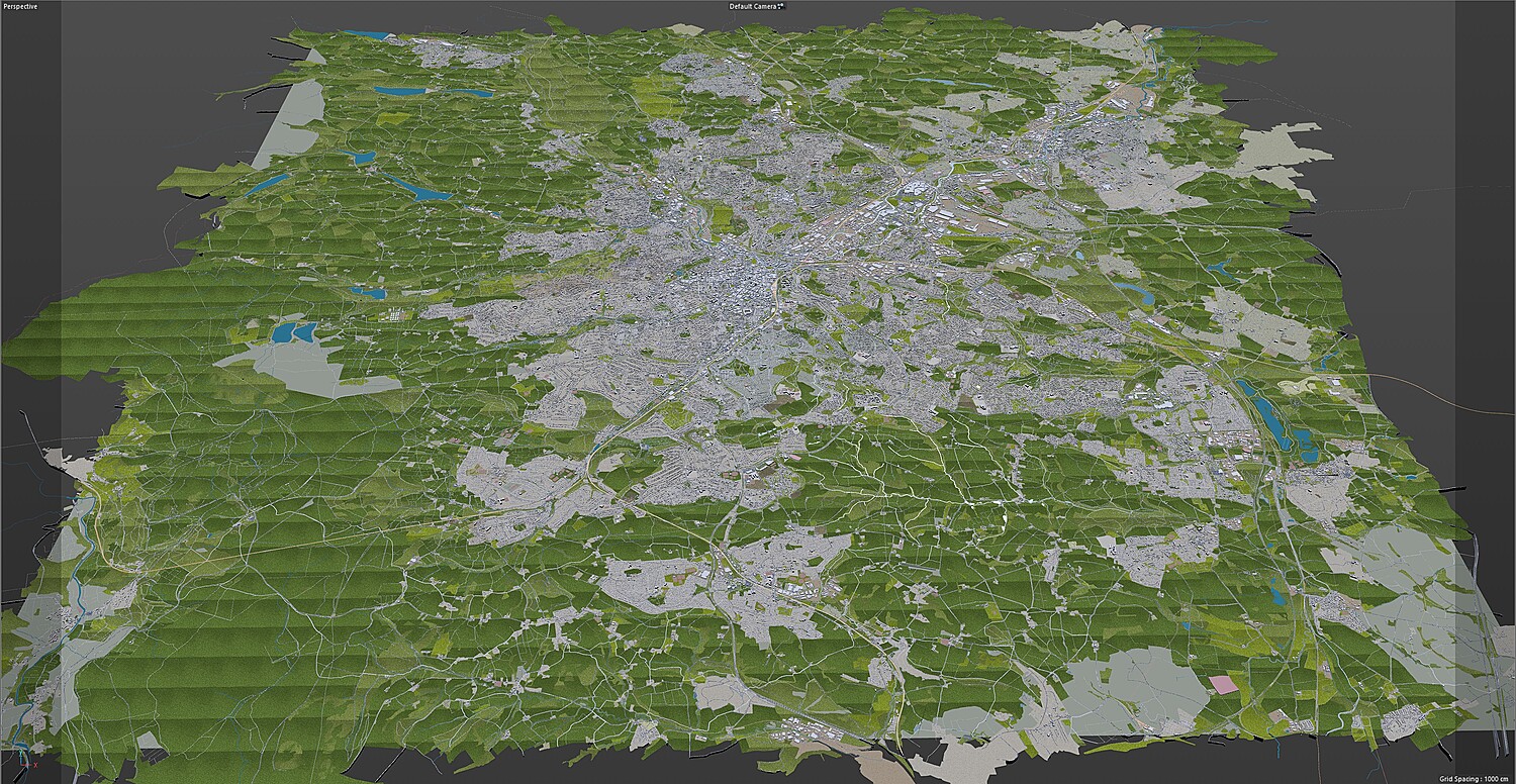 Sheffield city England 3d model 40km