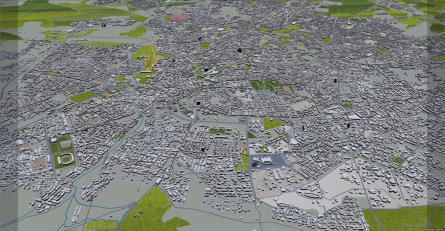 Oujda city Morocco 3d model 50km