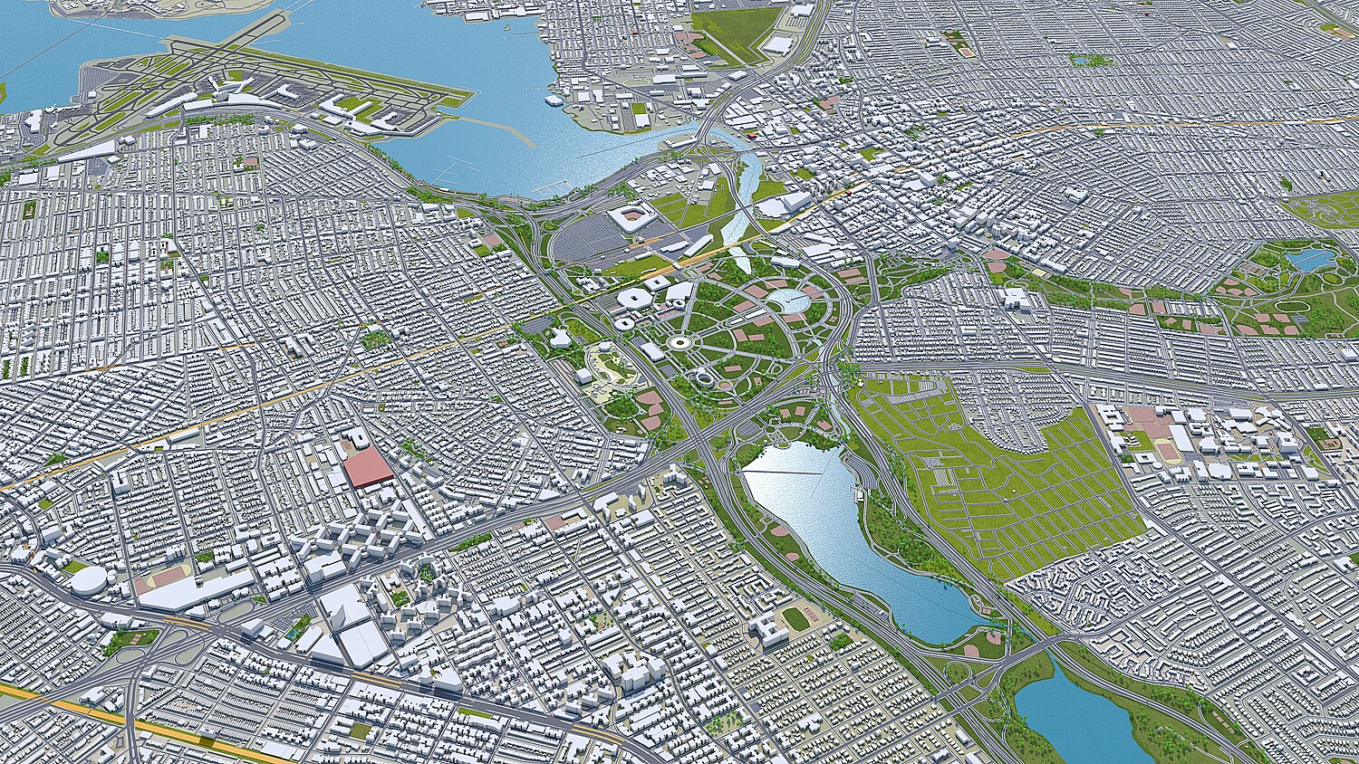 Queens city New York 3d model 60km