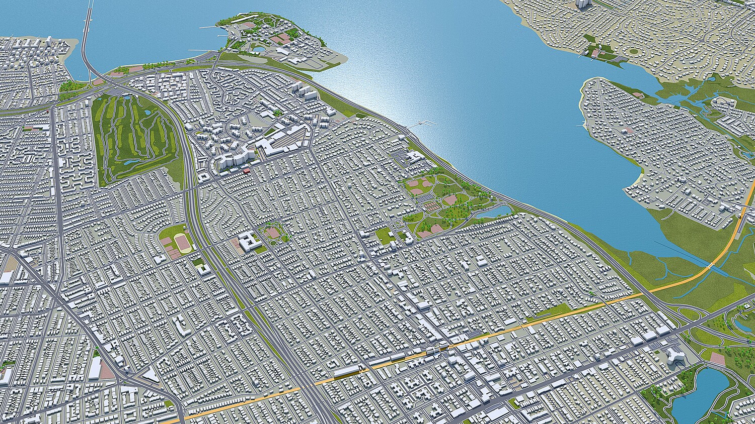 Queens city New York 3d model 60km