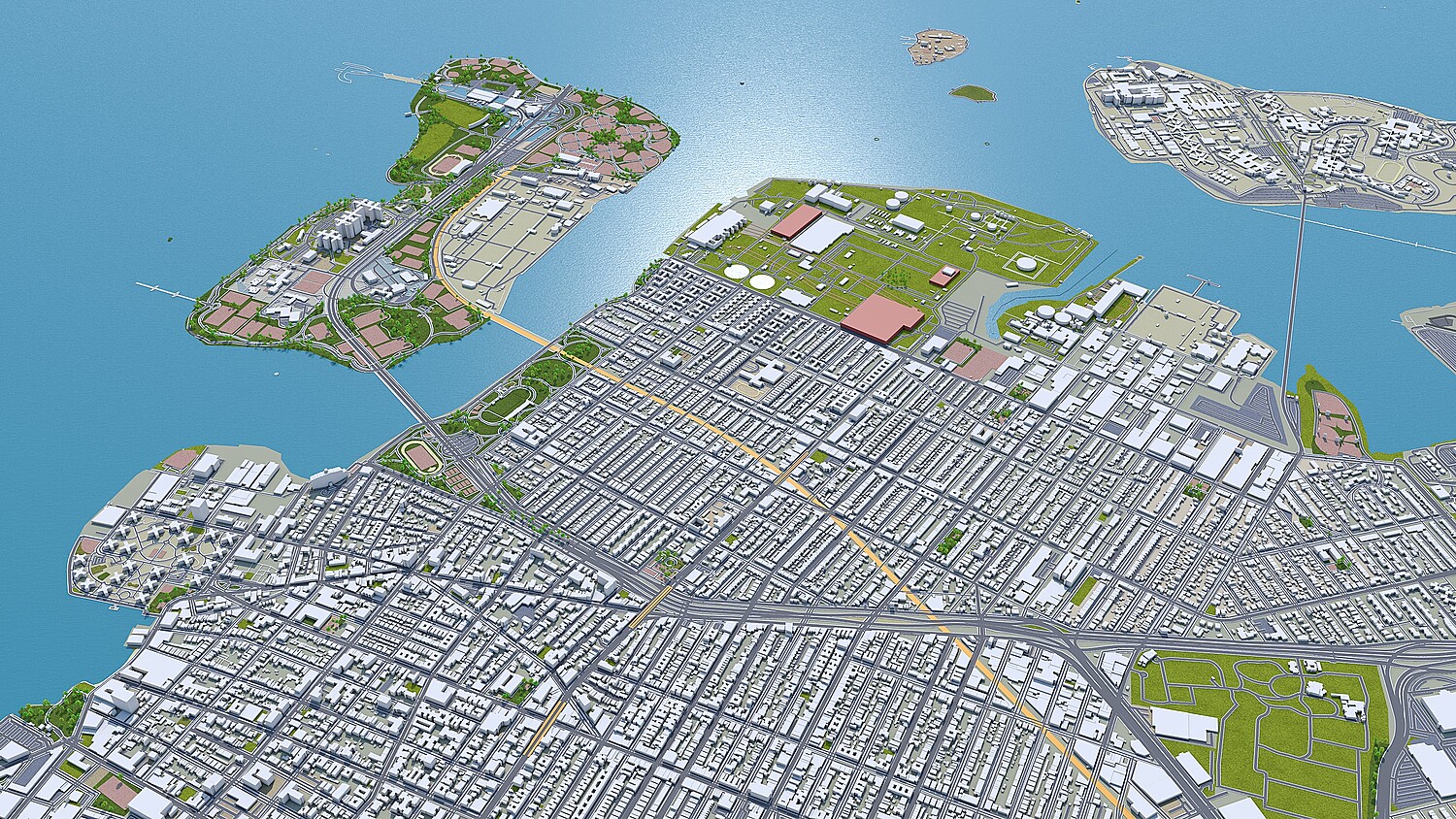 Queens city New York 3d model 60km