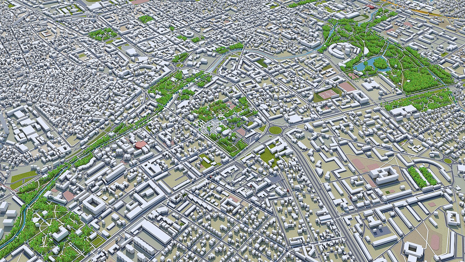 Simferopol city Crimean Peninsula 3d model 40km