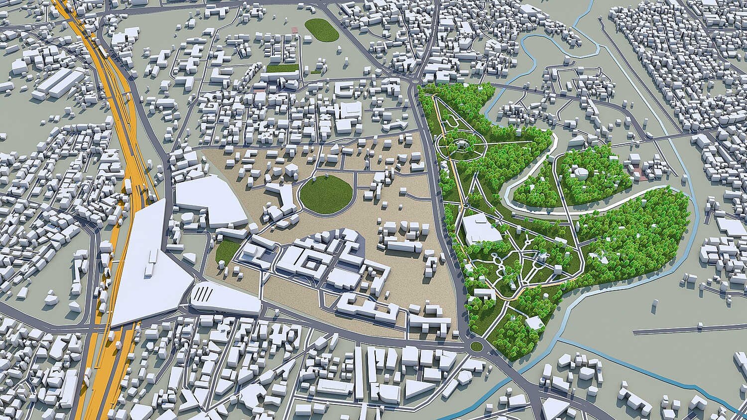 Vadodara city India 3d model 30km