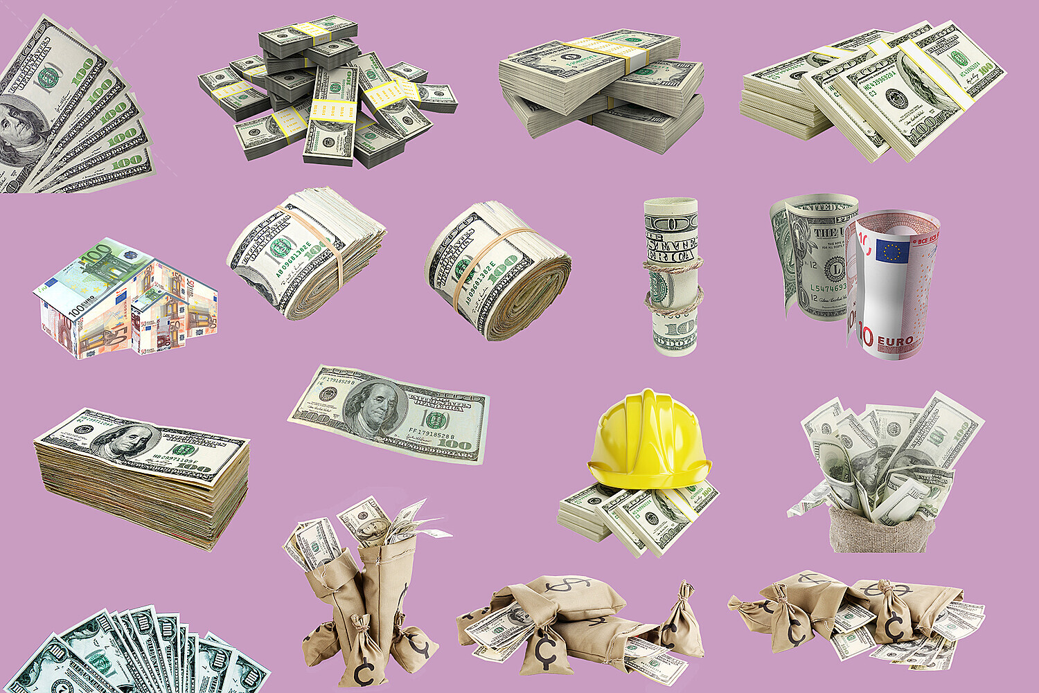 60 Money Overlays PNG, Cash Overlays, USD currency
